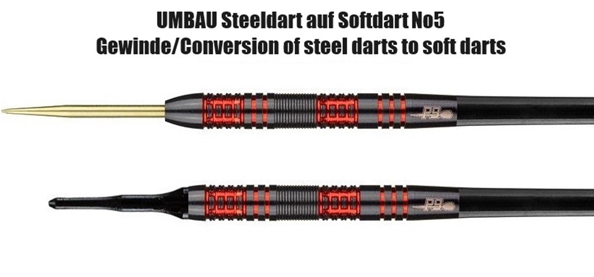 Dartumbau von Steel-Dart auf Soft-Dart 2BA M3 No5 Gewinde Umbauservice ...