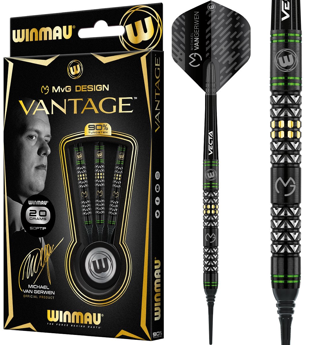 Winmau Michael van Gerwen MvG Vantage Soft Darts 20/22 Gramm Softdarts ...