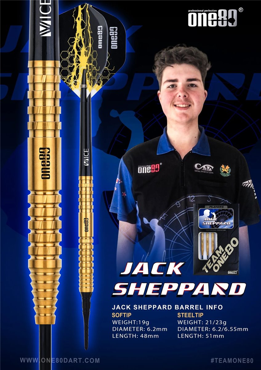 ONE80 Jack Sheppard Signature Steel Darts 21/23 Gramm Steeldarts | 21 ...