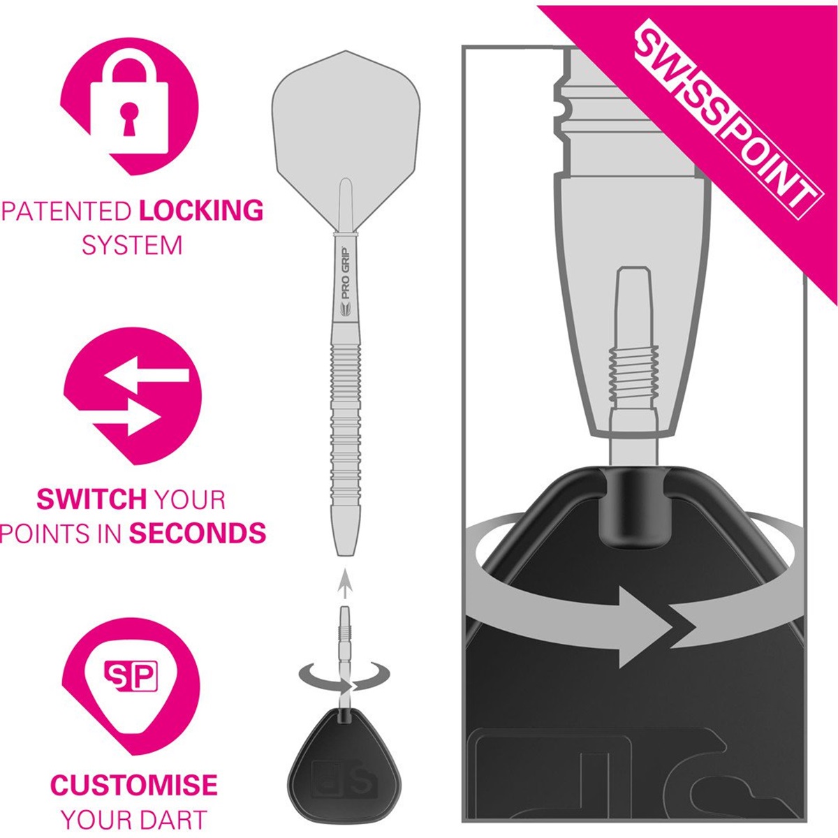 Target Swiss Point Storm Nano 26/30/35 mm Gold/Schwarz/Silber ...