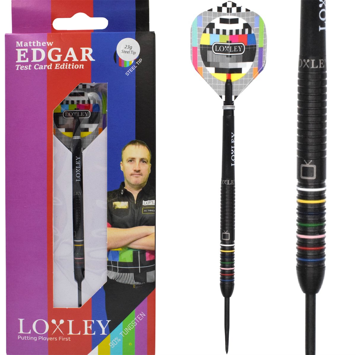 Loxley Matthew Edgar Test Card 90% Steeldarts 21/23 Gramm Steeldarts ...